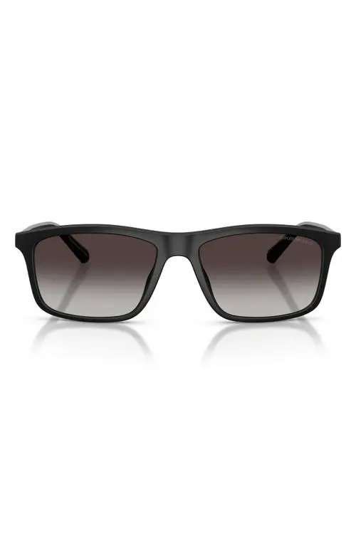 Emporio Armani 57mm Gradient Pillow Sunglasses - Matte Black/grey Gradient