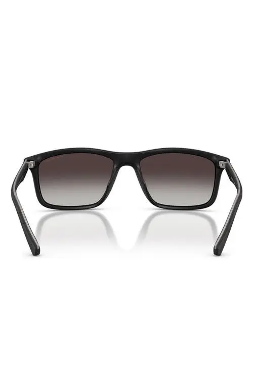 Emporio Armani 57mm Gradient Pillow Sunglasses - Matte Black/grey Gradient