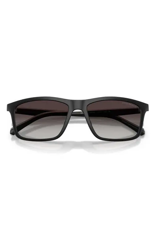 Emporio Armani 57mm Gradient Pillow Sunglasses - Matte Black/grey Gradient