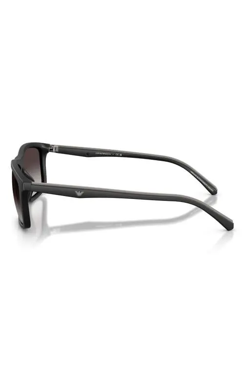 Emporio Armani 57mm Gradient Pillow Sunglasses - Matte Black/grey Gradient