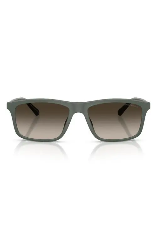 Emporio Armani 57mm Gradient Pillow Sunglasses - Matte Green/gradient Brown