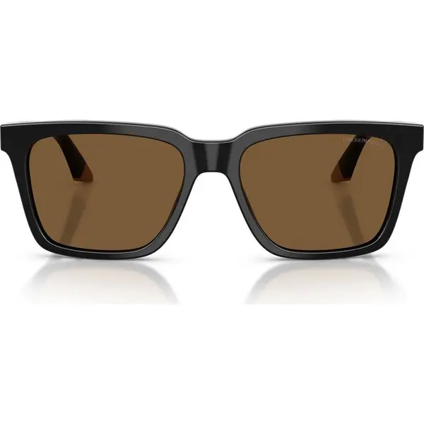 Emporio Armani 55mm Square Sunglasses - Shiny Black/beige/brown