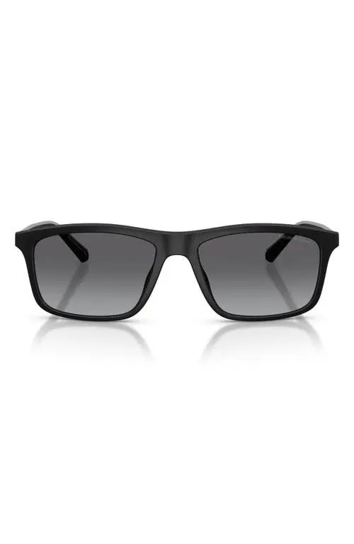 Emporio Armani 57mm Polarized Gradient Pillow Sunglasses - Matte Black/grey Polar