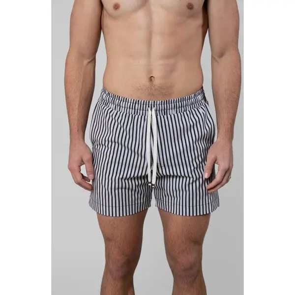 LEISURE LAB Striped Swim Trunks - Espresso