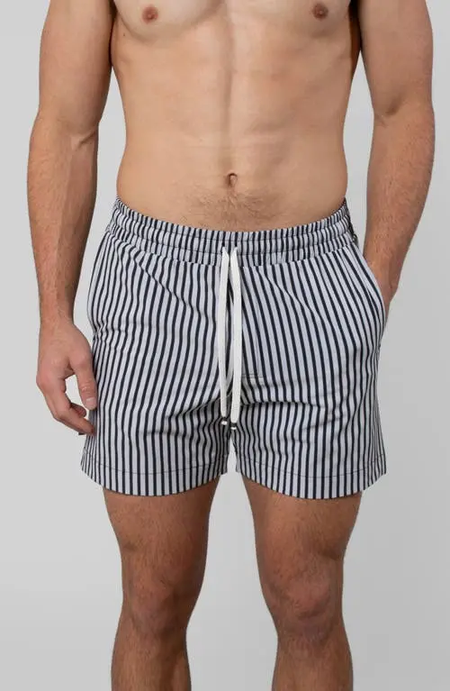 LEISURE LAB Striped Swim Trunks - Espresso