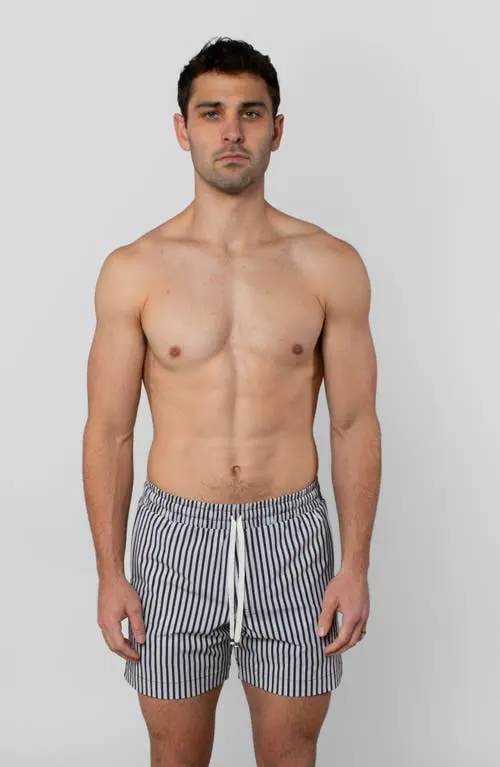LEISURE LAB Striped Swim Trunks - Espresso
