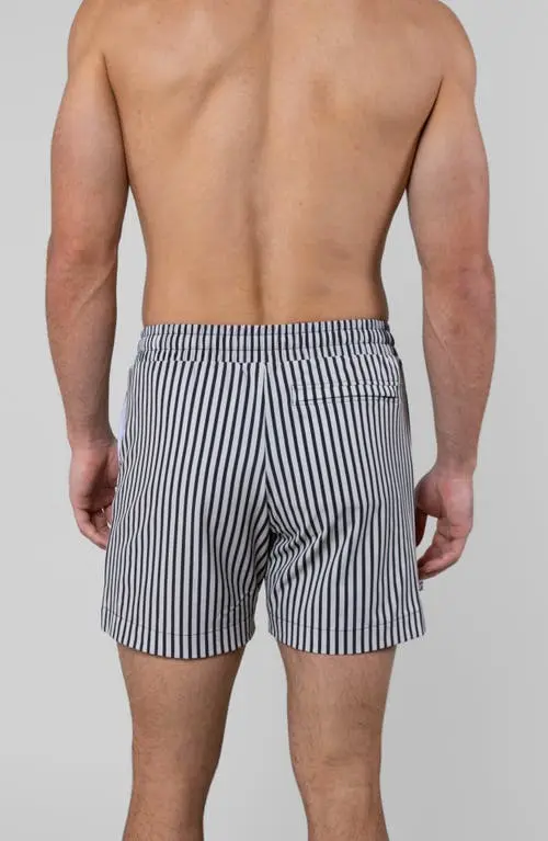 LEISURE LAB Striped Swim Trunks - Espresso