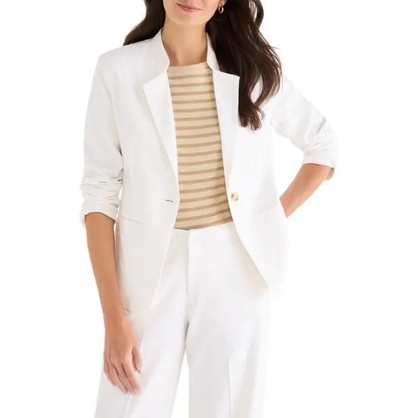 NIC+ZOE Eva Linen-blend Blazer - Milk White