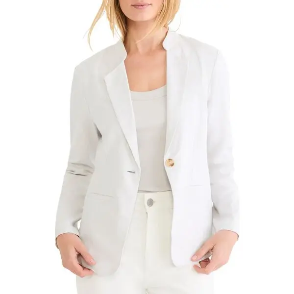 NIC+ZOE Eva Linen-blend Blazer - Silver Wisp