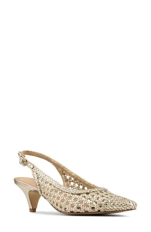 DONALD PLINER Pointed Toe Slingback Pumps - Gold