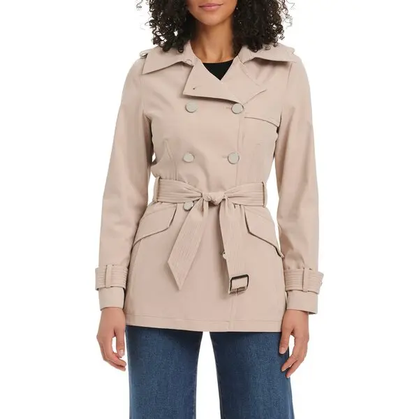 Kate Spade New York Belted Double Breasted Trench Coat - Soft Taupe