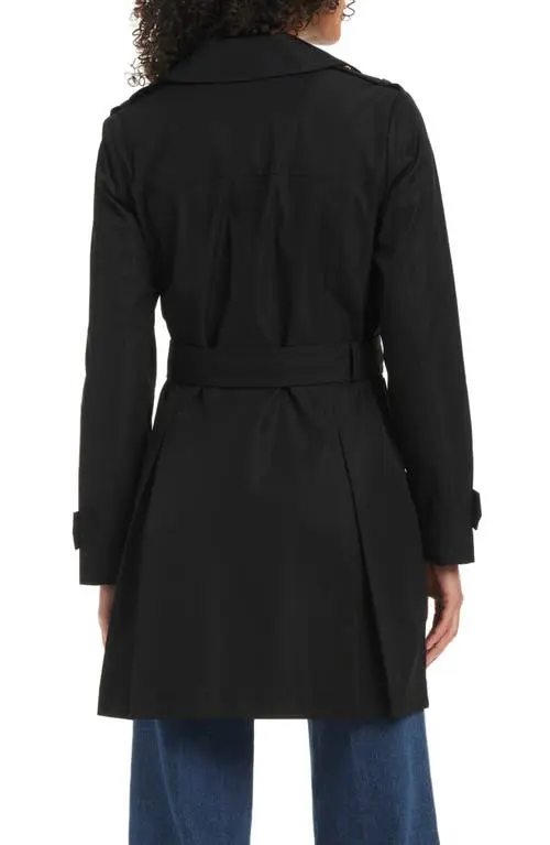 Kate Spade New York Belted Double-breasted Pleated Trench Coat - Black
