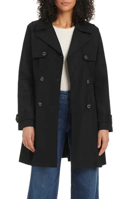 Kate Spade New York Belted Double-breasted Pleated Trench Coat - Black
