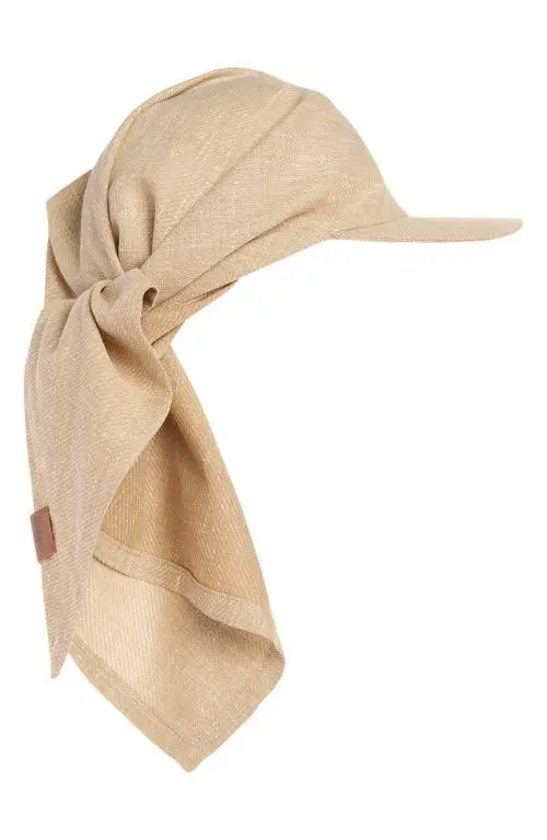 Ruslan Baginskiy Logo Patch Linen & Wool Blend Scarf Cap - Beige