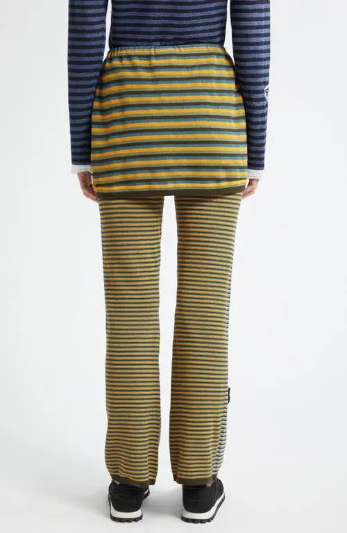 YANYAN Romy Stripe & Flower Lace-up Cotton-blend Skirted Pants