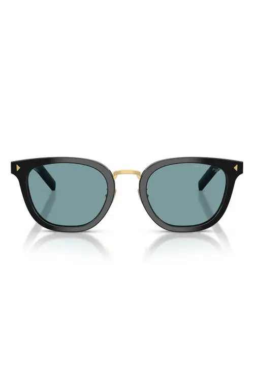 Prada 52mm Polarized Cat Eye Sunglasses - Black/green Polar