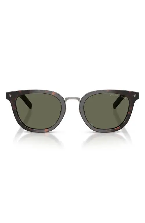Prada 52mm Polarized Cat Eye Sunglasses - Root Havana/green Polar
