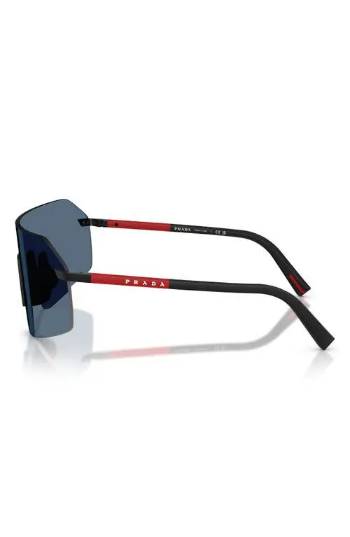 Prada 136mm Shield Sunglasses - Black/dark Blue