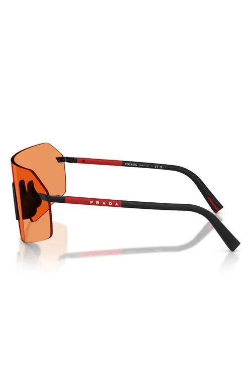 Prada 136mm Shield Sunglasses - Black/orange