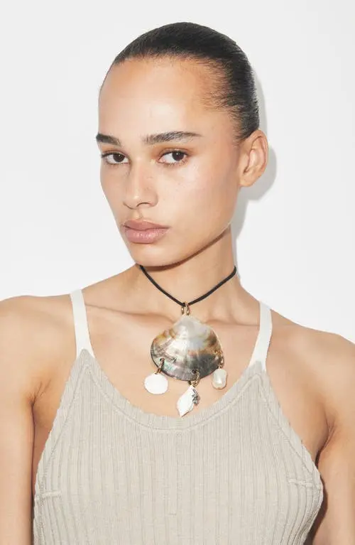 Tory Burch Shell & Cultured Pearl Pendant Necklace