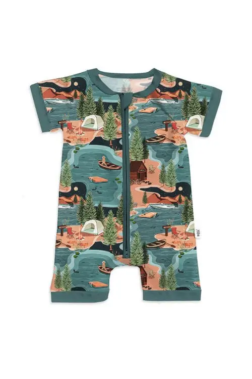 FLETCH Lake Days Zipped Romper - Teal