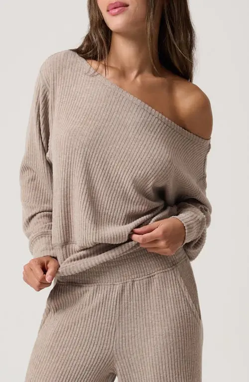 Spiritual Gangster Rhythm Off-the-shoulder Top - Heather Oat