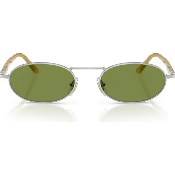 Persol 55mm Rectangular Sunglasses - Silver/green