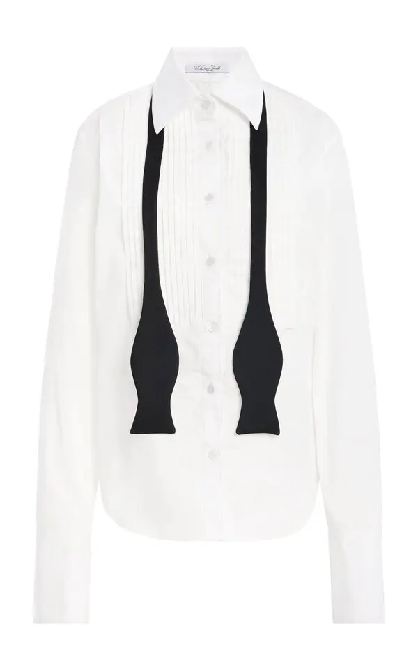LAQUAN SMITH Tie-detailed Cotton Shirt Dress