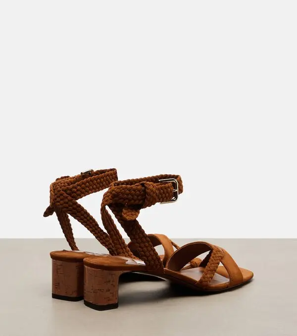 JIMMY CHOO Rori Braided Suede Sandals - Brown