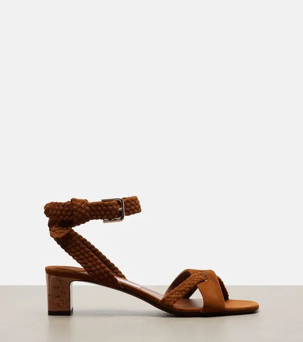JIMMY CHOO Rori Braided Suede Sandals - Brown