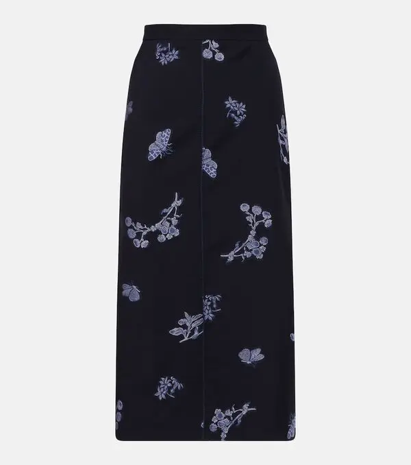 Erdem Wool And Cotton Jacquard Pencil Skirt
