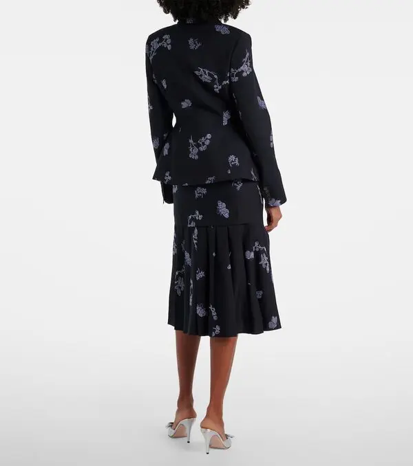 Erdem Wool And Cotton Jacquard Pencil Skirt