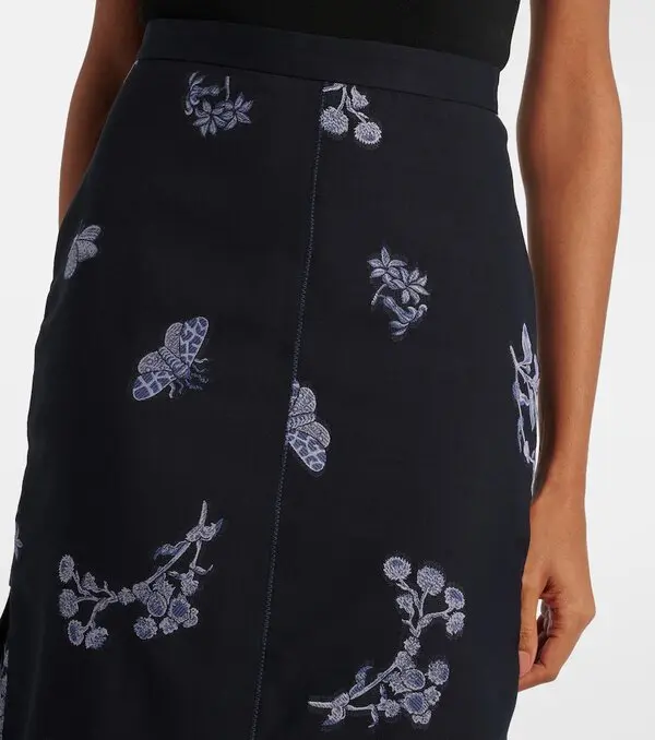 Erdem Wool And Cotton Jacquard Pencil Skirt
