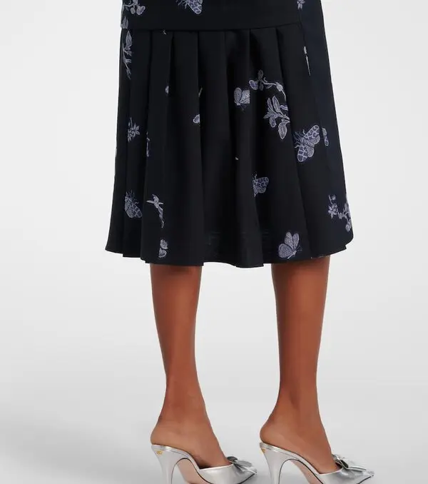 Erdem Wool And Cotton Jacquard Pencil Skirt