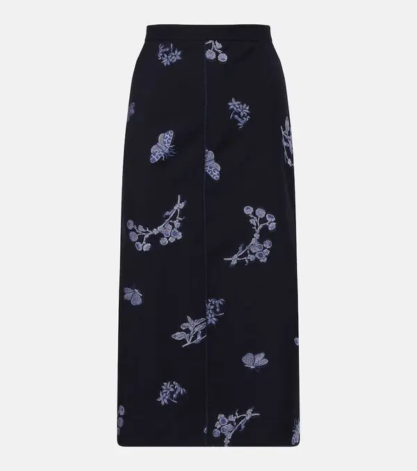 Erdem Wool And Cotton Jacquard Pencil Skirt