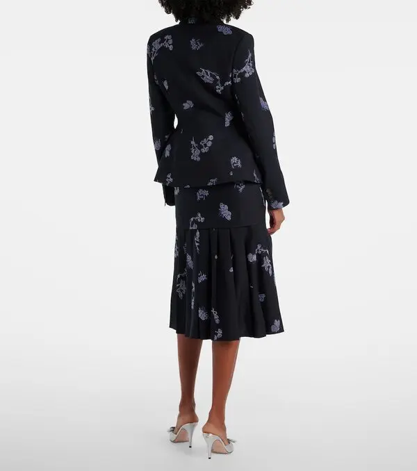 Erdem Wool And Cotton Jacquard Pencil Skirt