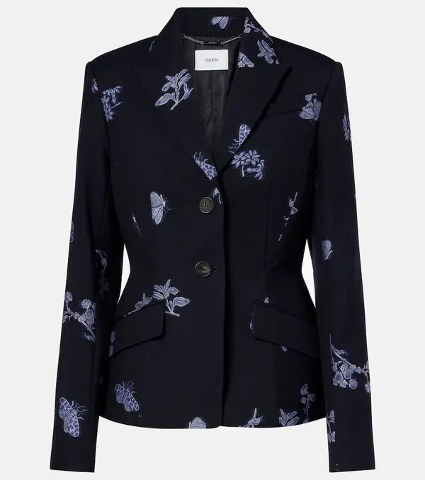 Erdem Wool And Cotton Jacquard Blazer - Black