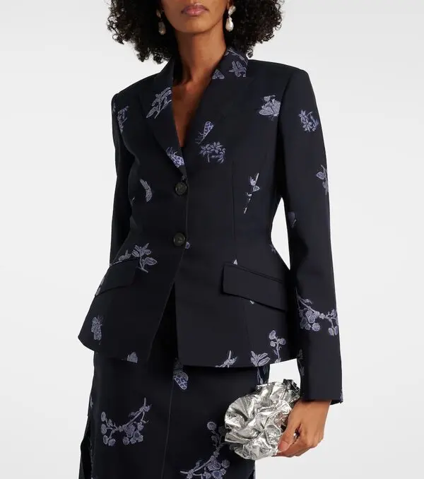 Erdem Wool And Cotton Jacquard Blazer - Black