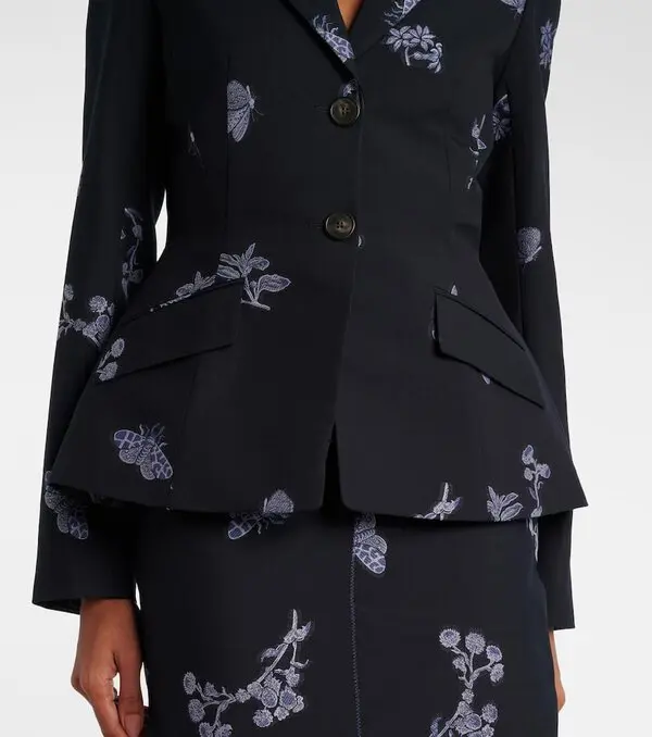 Erdem Wool And Cotton Jacquard Blazer - Black