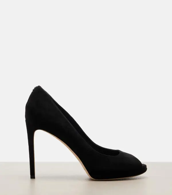 JIMMY CHOO Riya Suede Peep-toe Pumps