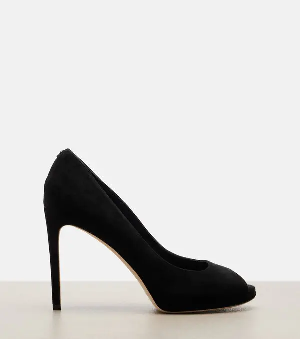 JIMMY CHOO Suede Peep-toe Pumps