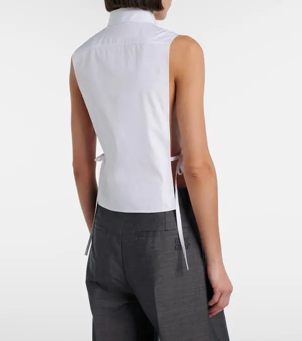 Miu Miu Cutout Cotton Poplin Shirt - White