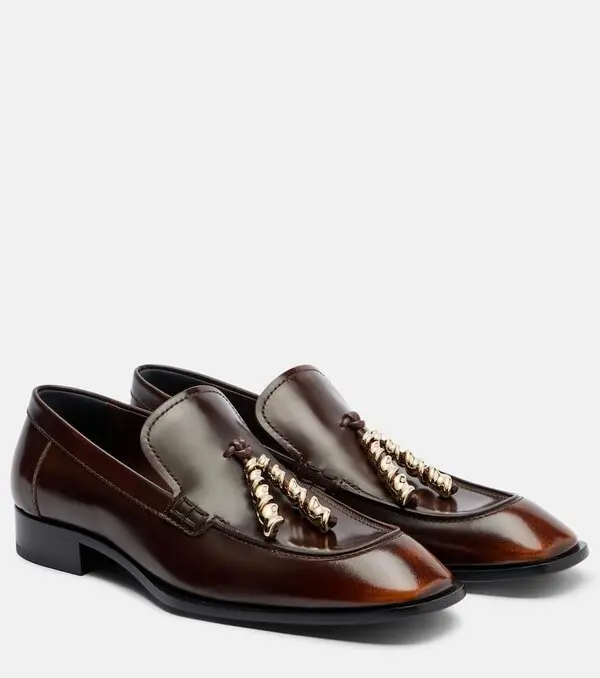 Loewe Embellished Leather Loafers