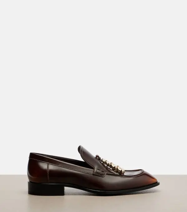Loewe Embellished Leather Loafers