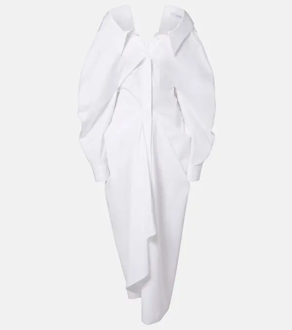 Givenchy Draped Cotton Poplin Shirt Dress - White