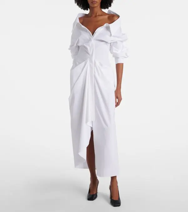 Givenchy Draped Cotton Poplin Shirt Dress
