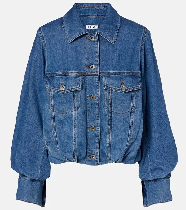 Loewe Gathered Denim Jacket - Blue