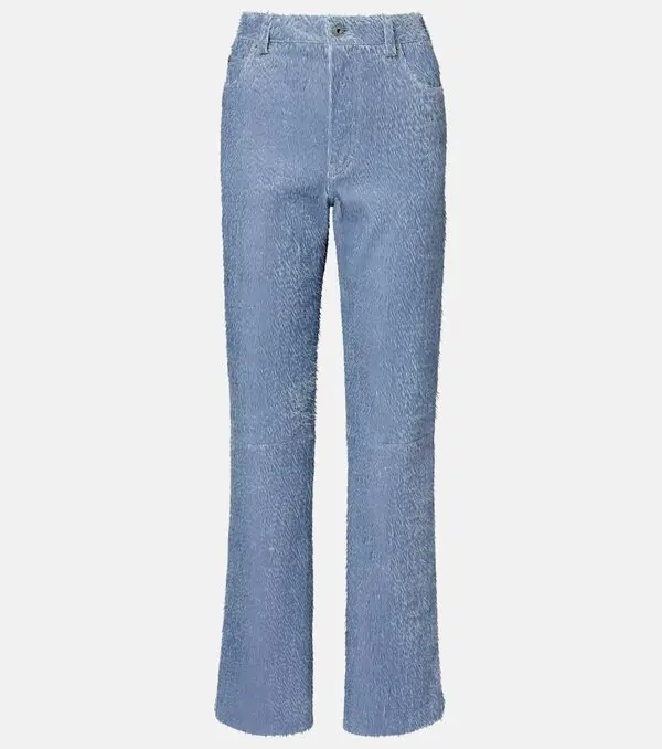 Loewe Trompe L'oeil Leather Straight Leg Pants
