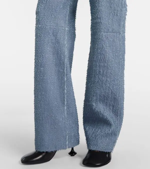 Loewe Trompe L'oeil Leather Straight Leg Pants