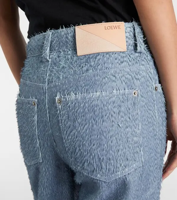 Loewe Trompe L'oeil Leather Straight Leg Pants